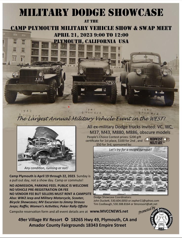 MILITARY DODGE SHOWCASE - April 2023 Camp Plymouth, California - G503 ...