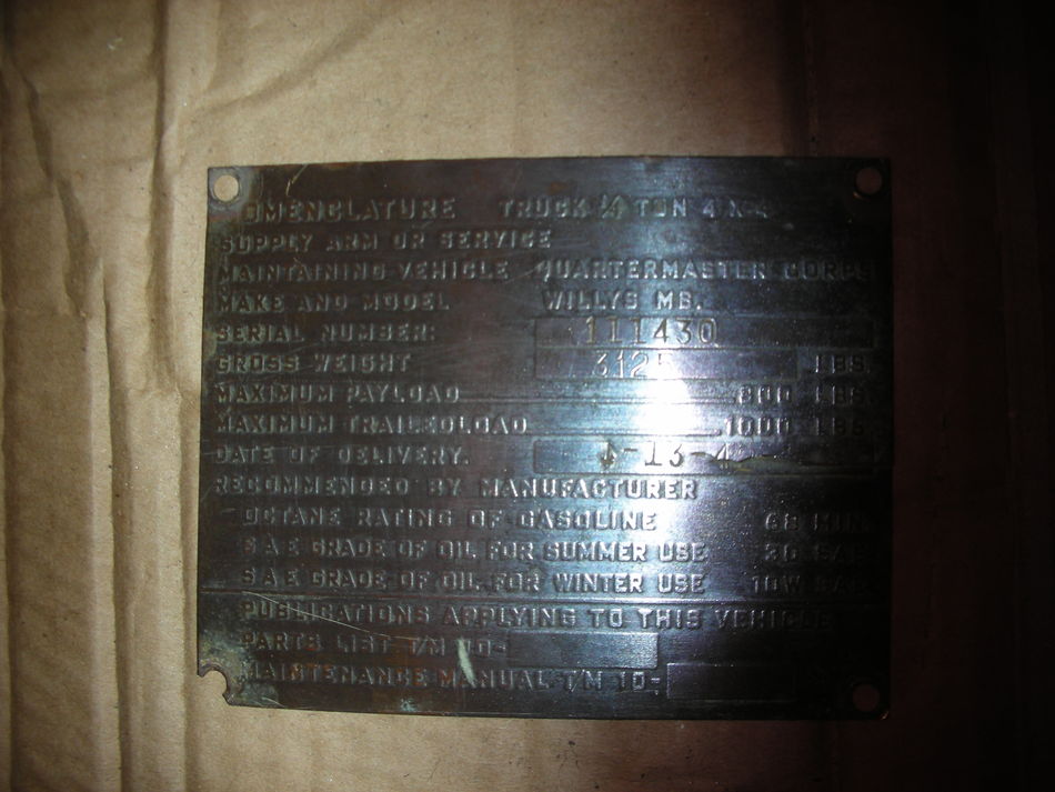 Slat data plate? - G503 Military Vehicle Message Forums